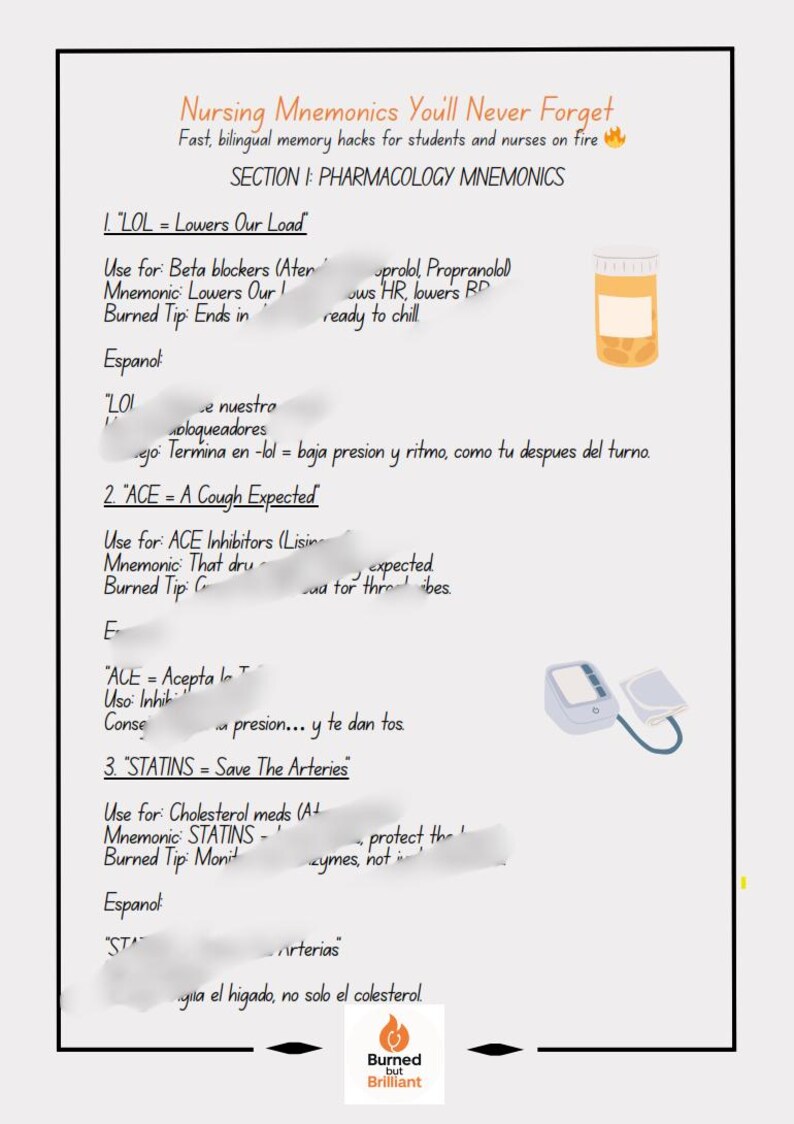 Nursing Mnemonics, Printable, Nursing Student, NCLEX Prep, Estudiantes ...