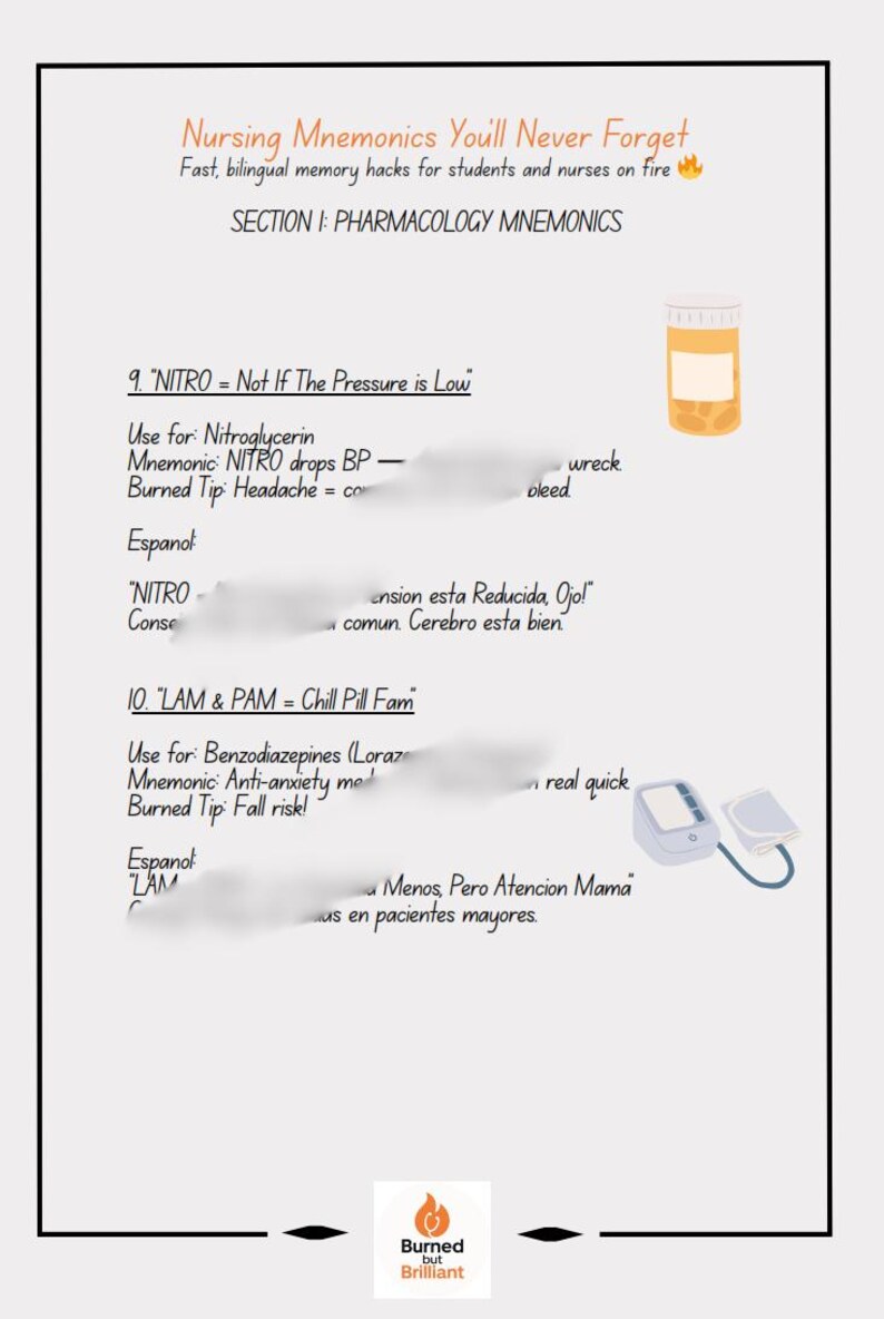 Nursing Mnemonics, Printable, Nursing Student, NCLEX Prep, Estudiantes ...