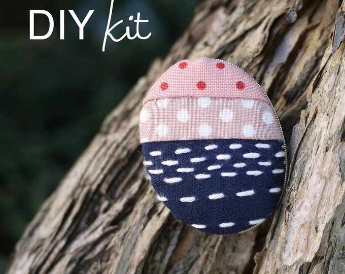 Brooch Craft Kit With Sashiko and Japanese Fabric - - COOL Colors - Etsy