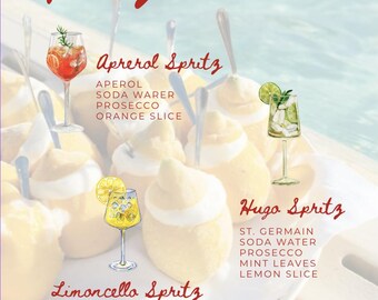 Aperol Spritz Watercolor Recipe With Ingredients | Cocktail Menu for ...