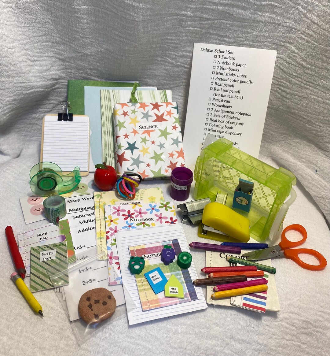 18 Inch Doll School Supplies Deluxe Set/doll School Book/teddy Bear ...