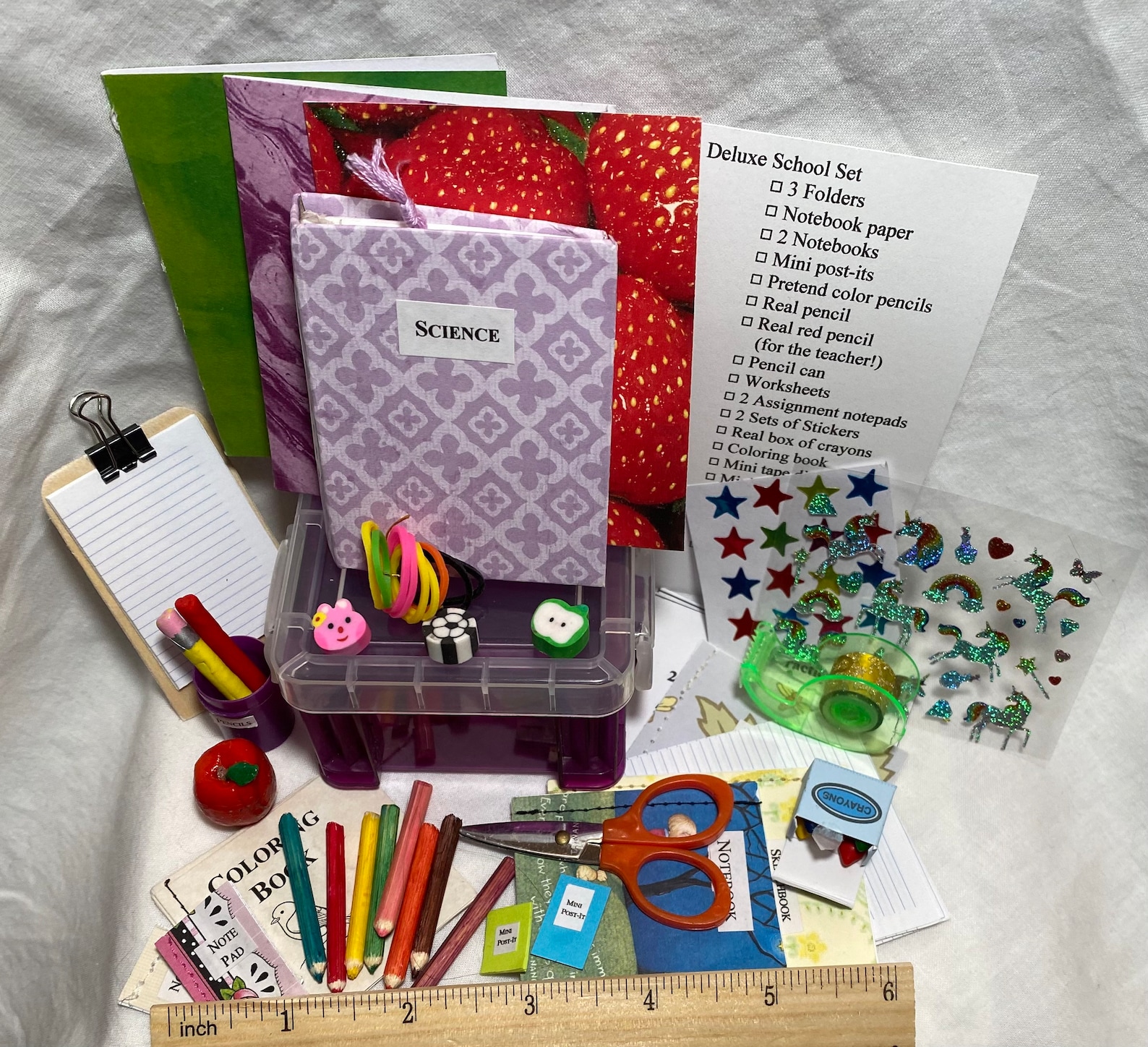 18 Inch Doll School Supplies Deluxe Set/doll School Book/teddy - Etsy