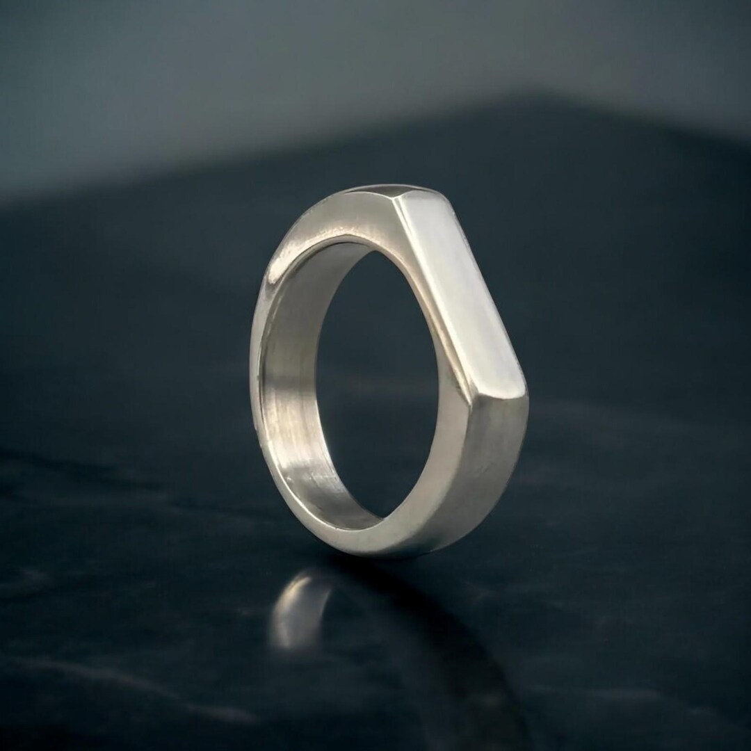 Personalized Titanium Signet Ring – Custom Engraved Minimalist Wedding ...