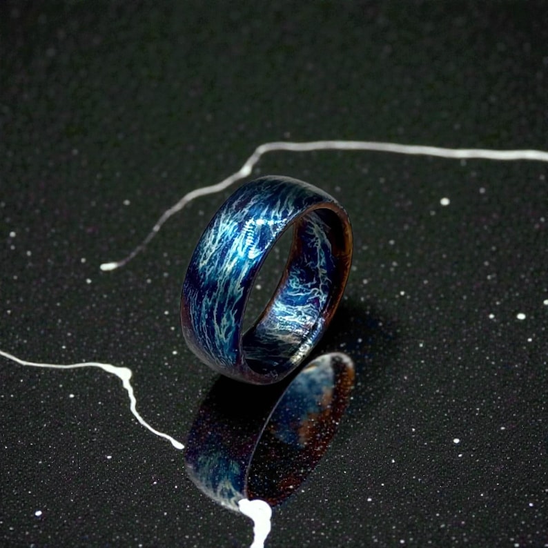 Sparkling Heat-anodized Titanium Ring – Colorful Unique Wedding Band ...