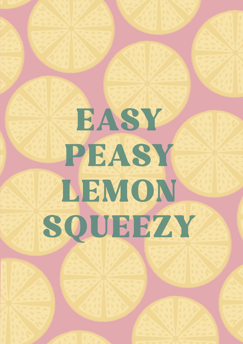 Easy Peasy Lemon Squeezy Printable Wall Art – Fun Retro Kitchen Decor ...