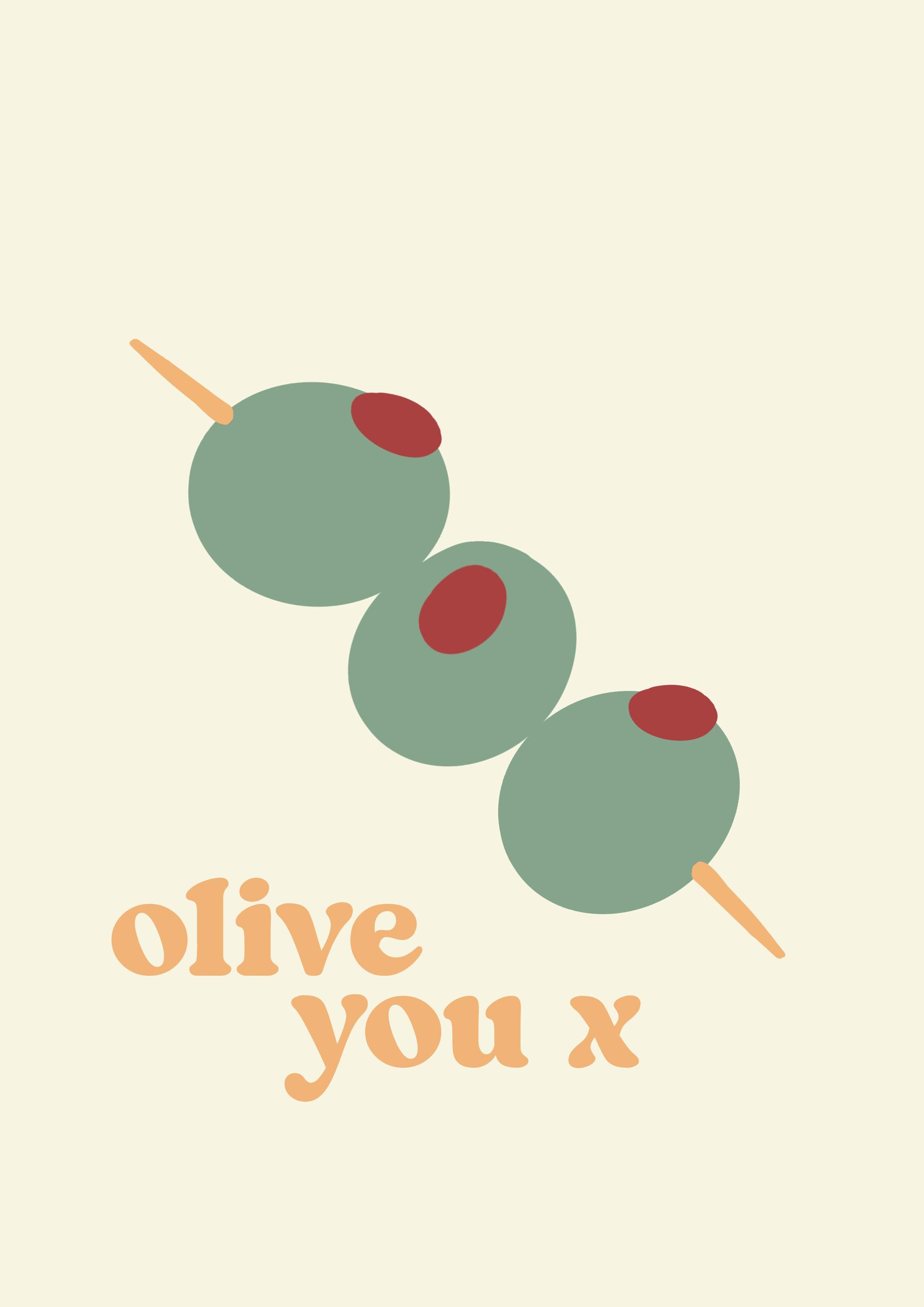 Olive You Printable Art – Cute Pun Digital Download, Funny Food Wall ...