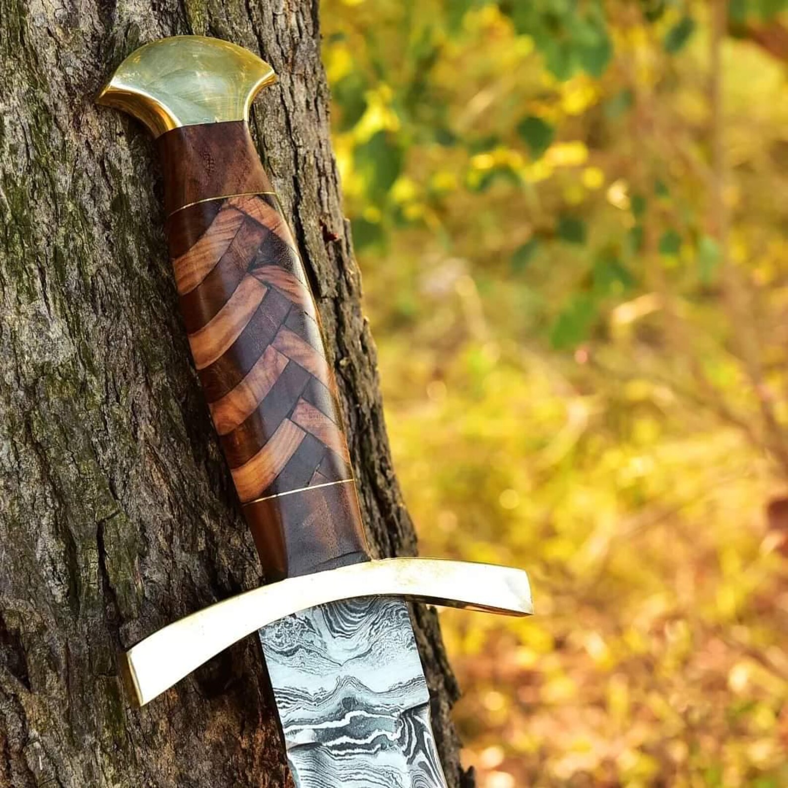 30 Inch Long Handmade Damascus Steel Double Edge Viking Sword, Medieval ...