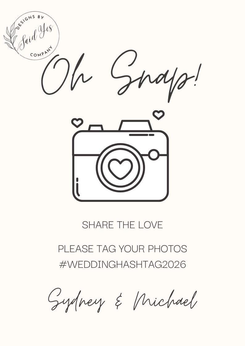 Wedding Photo Sharing Sign Template: Editable QR Code or Hashtag (canva ...
