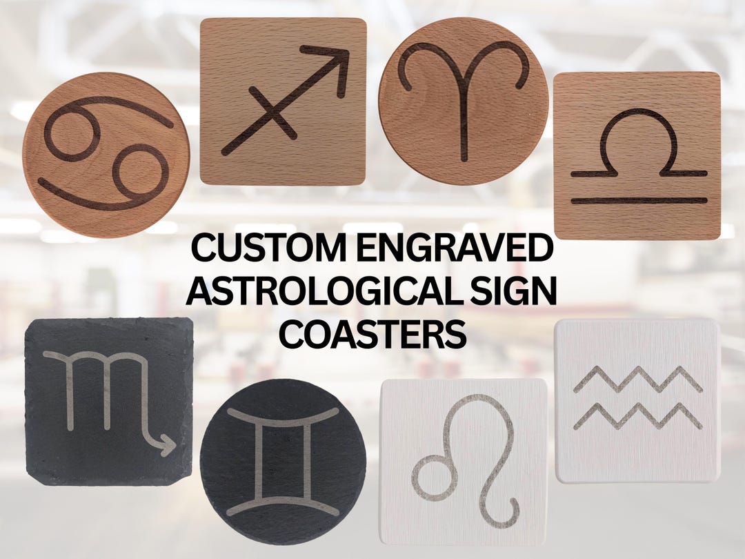 Custom Zodiac Sign Coasters – Laser Engraved Astrological Gift – Slate ...