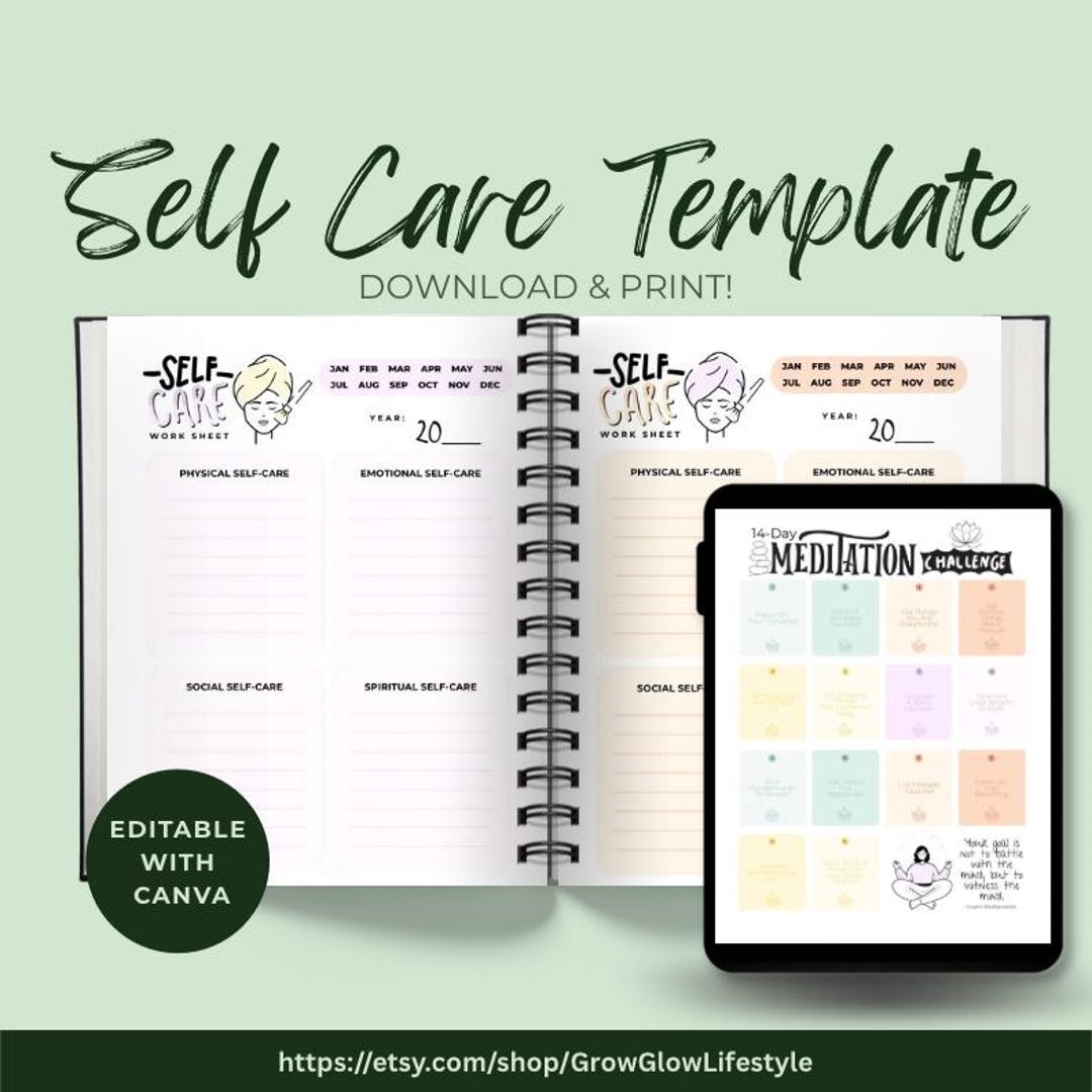 Self-care Planner Printable Bundle: Habit Tracker, Mindfulness Log (A5 ...