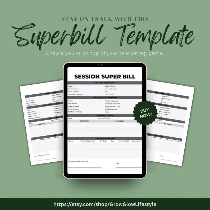 Fillable Therapist Superbill Template: Mental Health Invoice (PDF ...