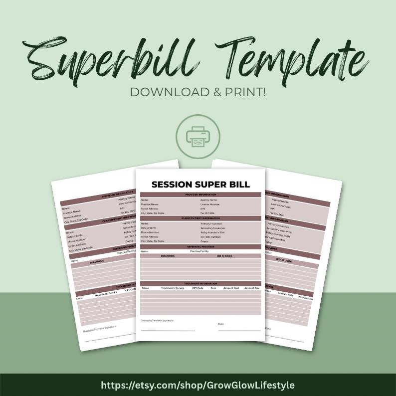 Fillable Therapist Superbill Template: Mental Health Invoice (PDF ...