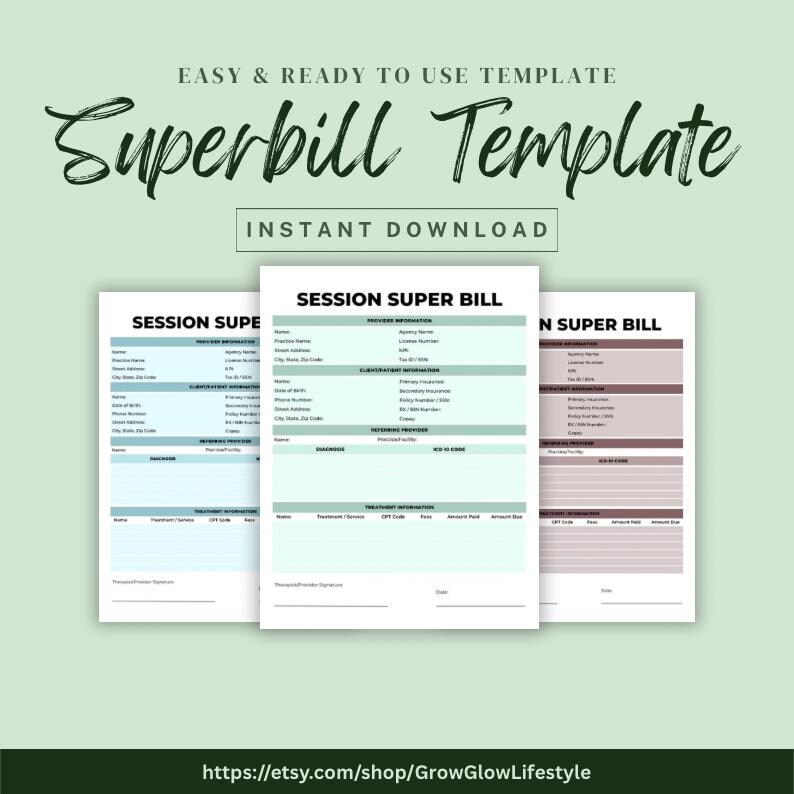 Fillable Therapist Superbill Template: Mental Health Invoice (PDF ...
