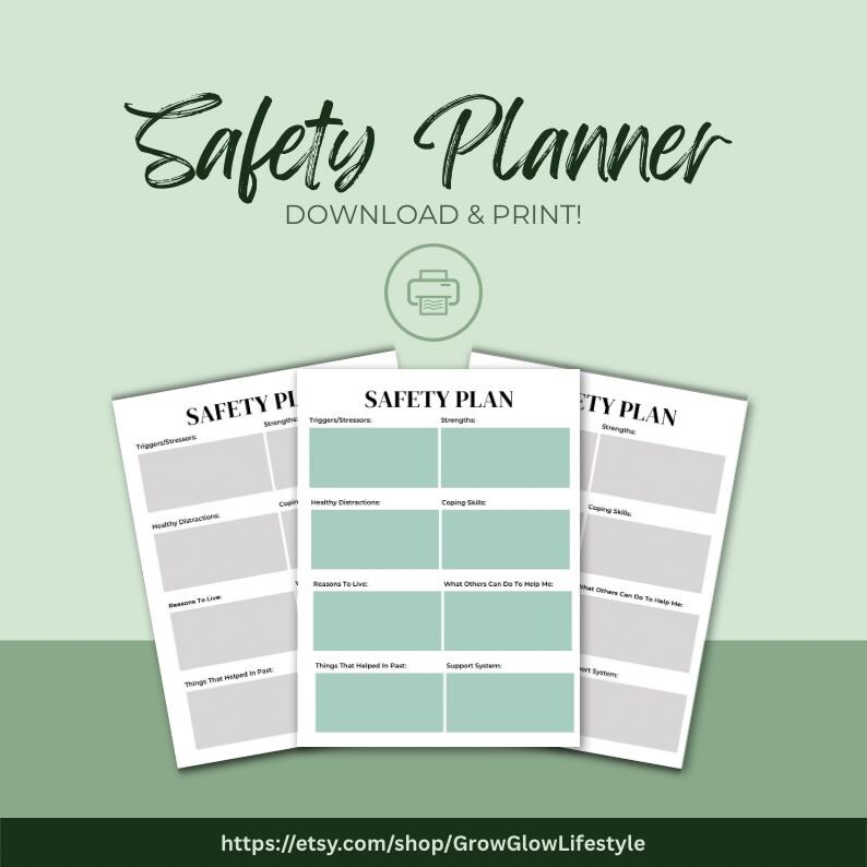 Crisis Safety Plan Template: Trauma Therapy Worksheets & Coping Skills ...