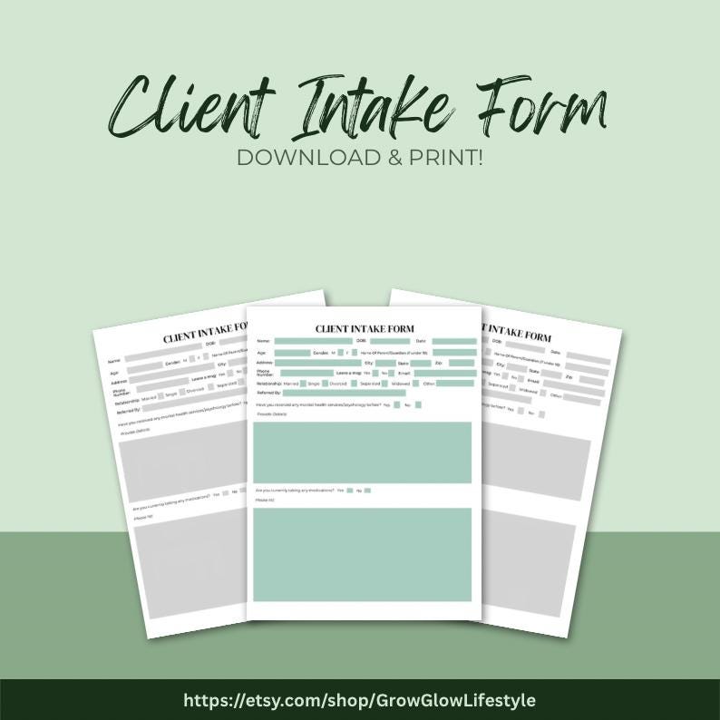 Client Intake Form Template, Counseling and Therapy Intake Form ...