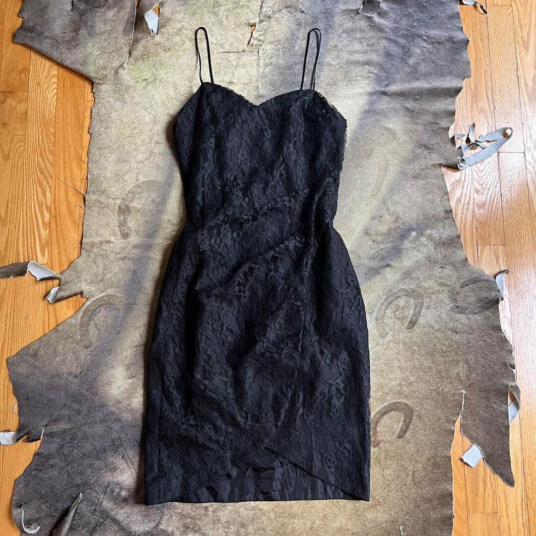 80s Vintage Romantic Goth Black Lace 80s Party Dress Sz Xs - Etsy