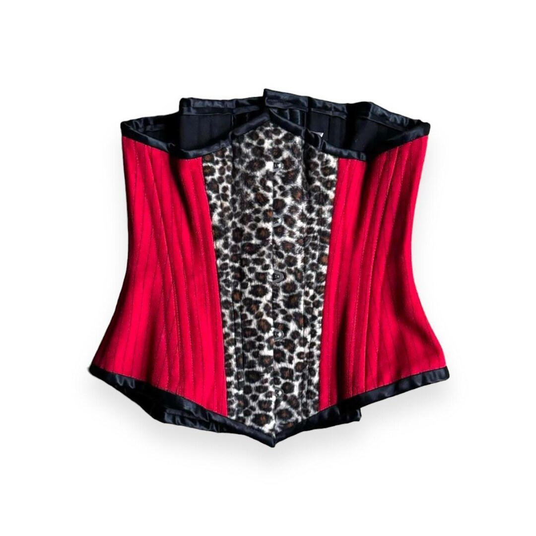 90s Goth Punk Rockabilly Burlesque Red and Black Corset Waist Trainer ...