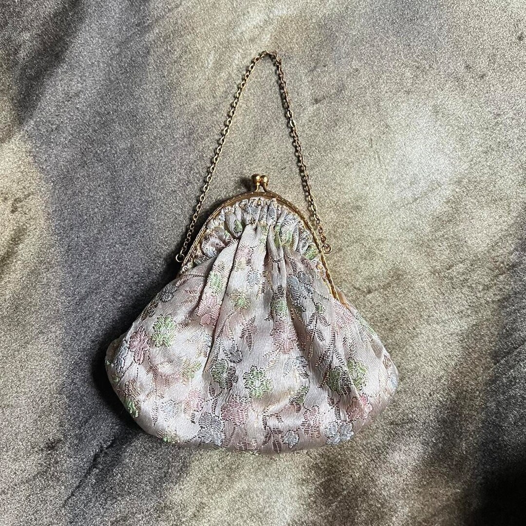 Vtg 50s 60s Victorian Revival Regency Metallic Brocade Mini Coin Purse ...