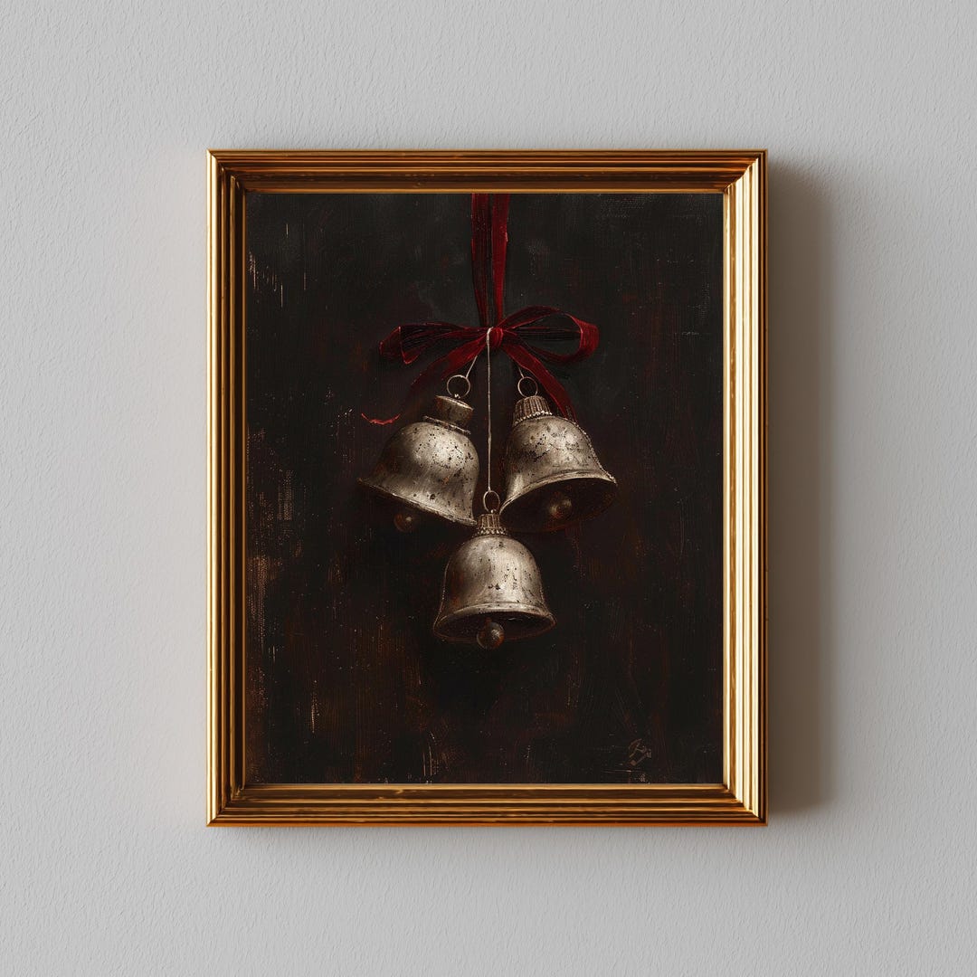 Gothic Antique Christmas Bells Printable Art - Moody Holiday Decor ...