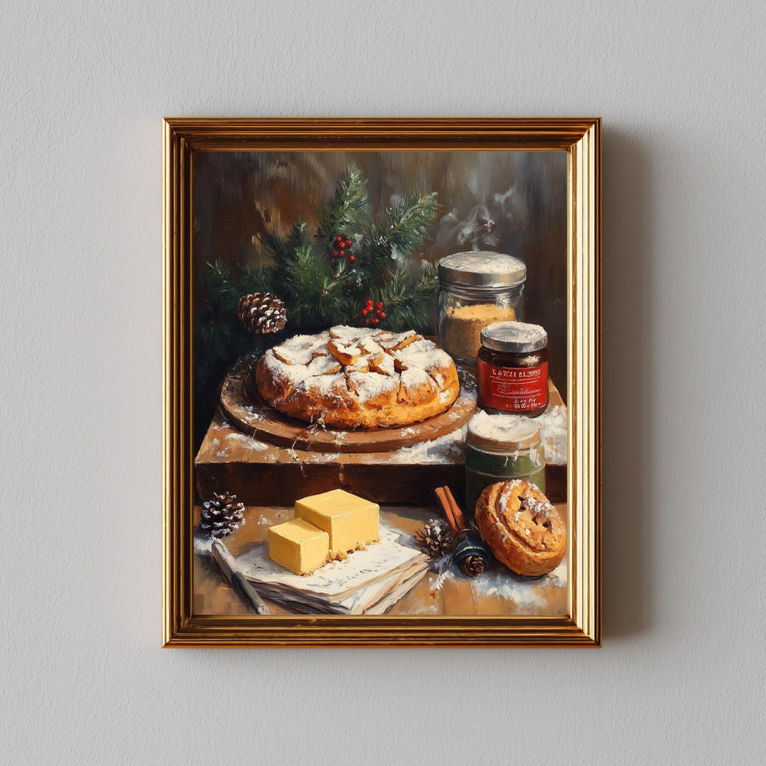 Rustic Holiday Baking Still Life - Printable Vintage Christmas Dessert ...