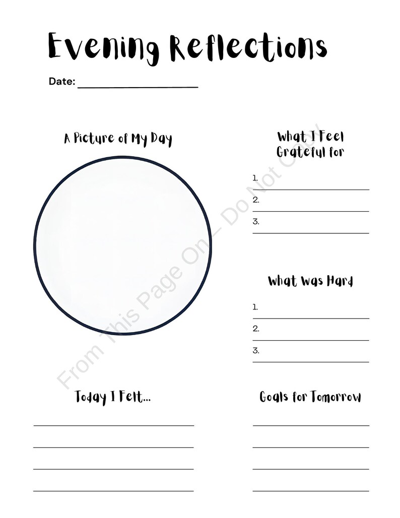 Evening Reflections for Kids – Printable PDF Journal Page | Bedtime ...