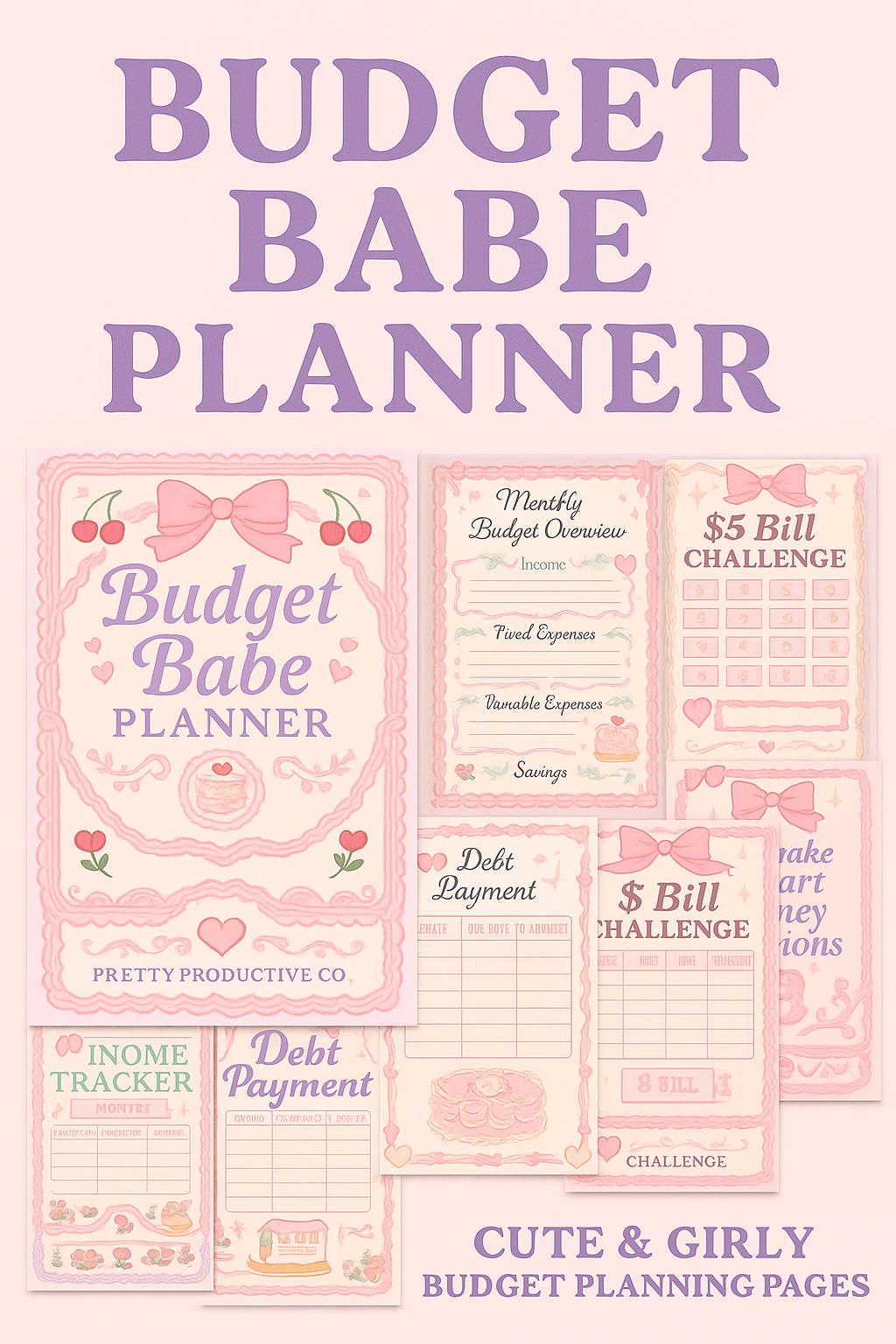 Budget Babe Printable Planner | Pastel Expense Tracker, Monthly Budget ...