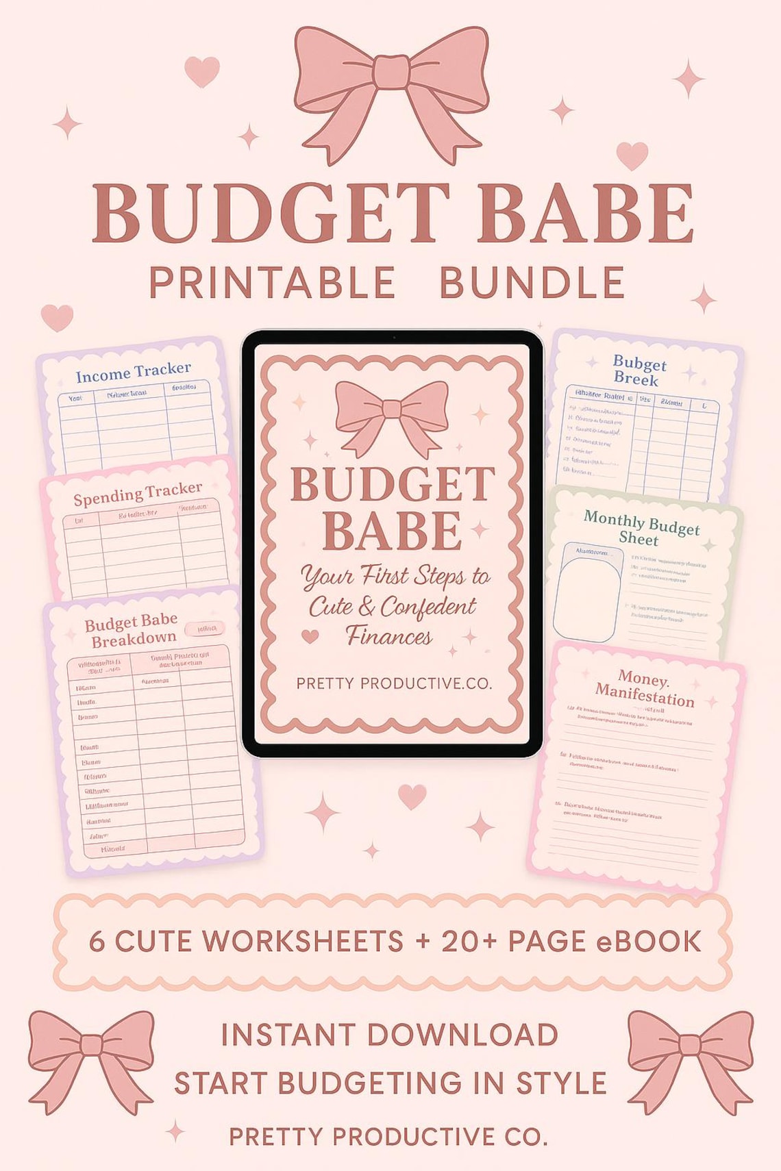 Budget Babe Printable Bundle | Girly Budget Planner Kit | Monthly ...