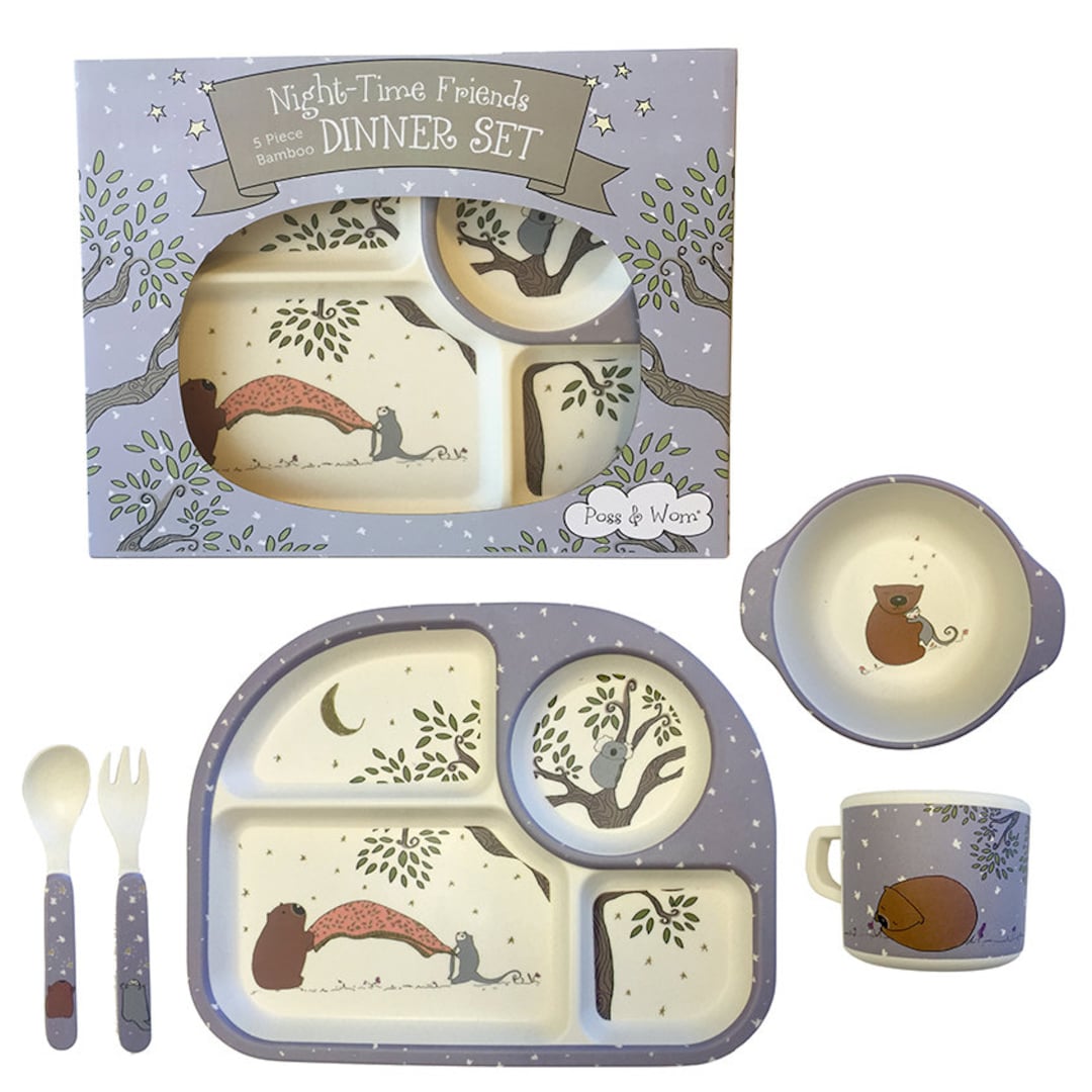 Poss & Wom Australian Animal Bamboo Dinner Set – 5 Piece Eco-friendly ...