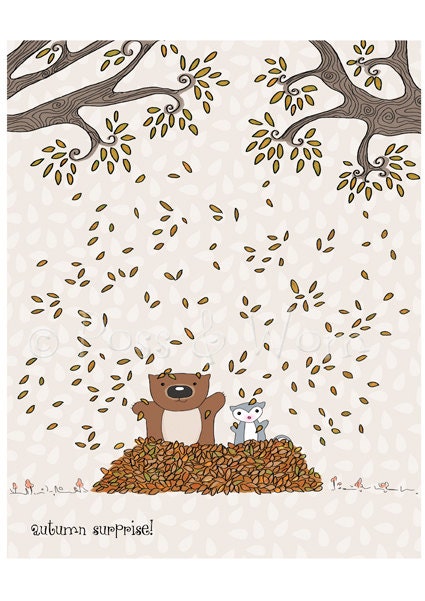 Childrens Art Mini Print Autumn Surprise - Etsy
