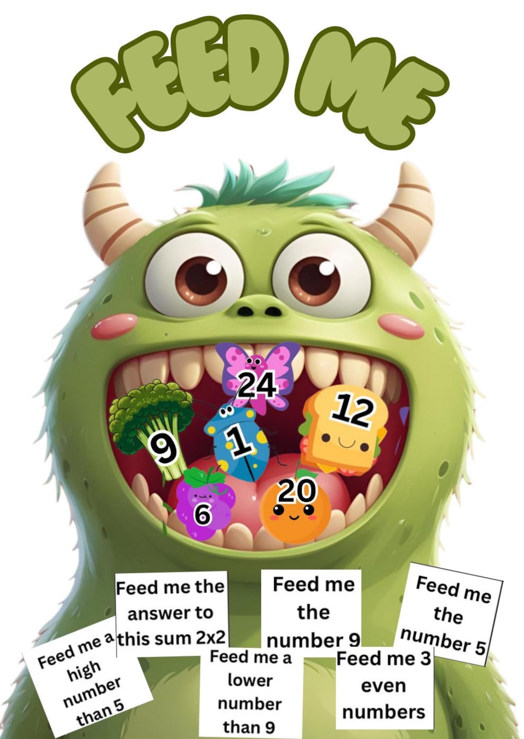 Feed the Monster Numbers Game, Educational Game, Home School, Maths ...