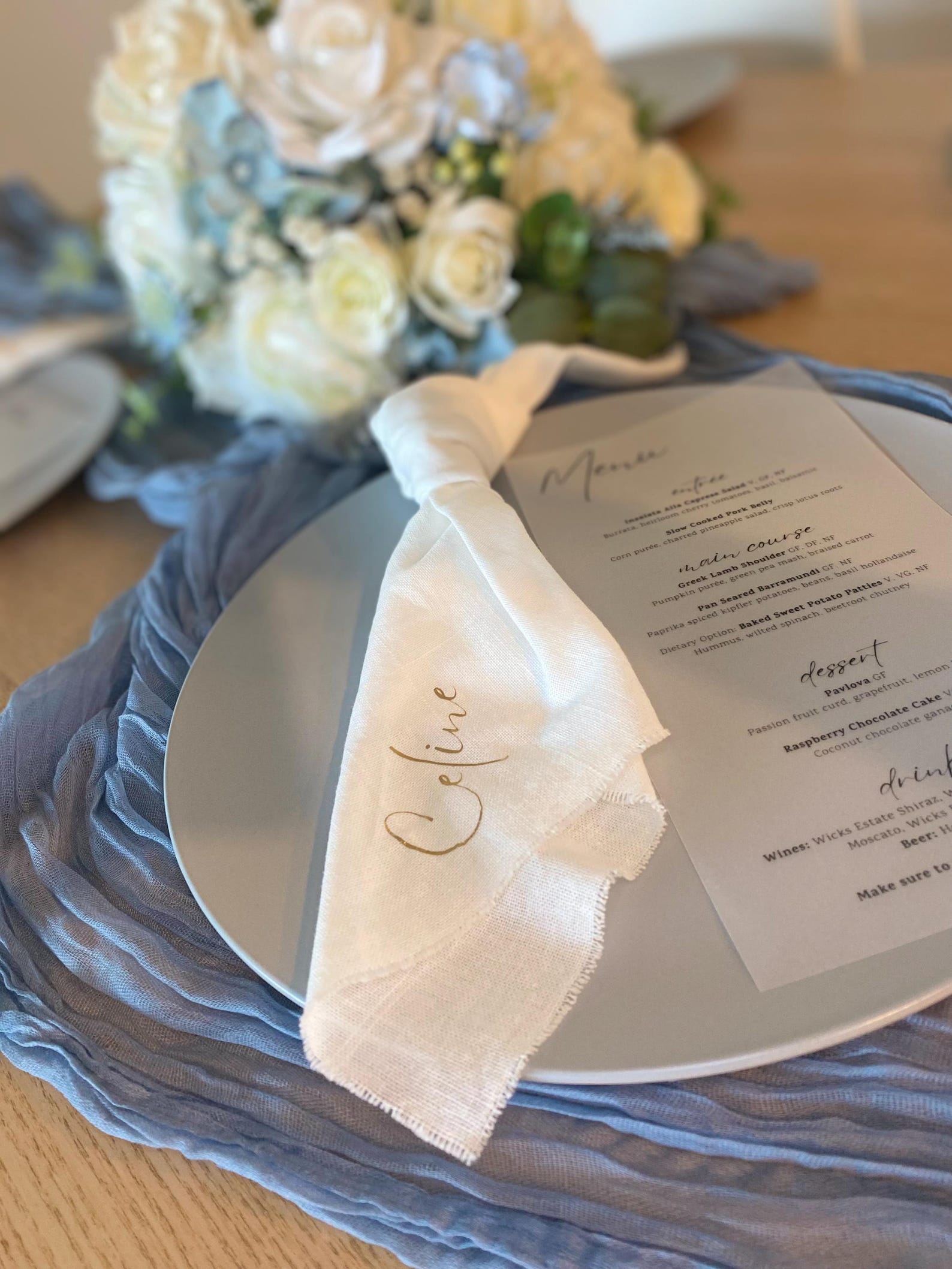 Personalized Napkin With Name and Custom Menu (bundle) | Wedding Place ...