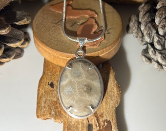 Michigan Jewelry Petoskey Stone Necklace or Keychain Hand Stamped ...