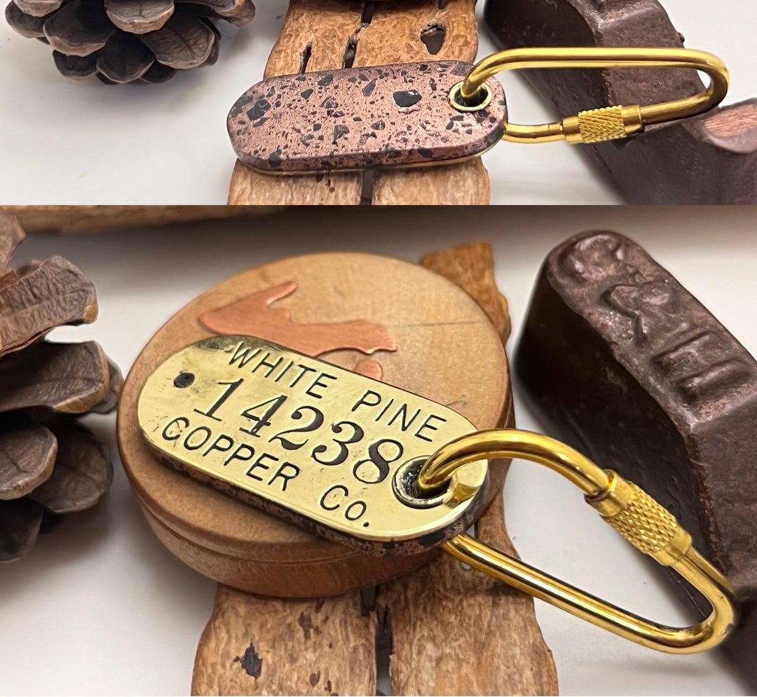 Vintage Copper Firebrick & White Pine Copper Mine Tool Tag Keychain - Etsy
