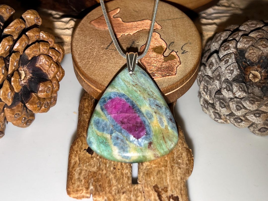 Ruby in Fuchsite Pendant Sterling Silver Necklace - Etsy