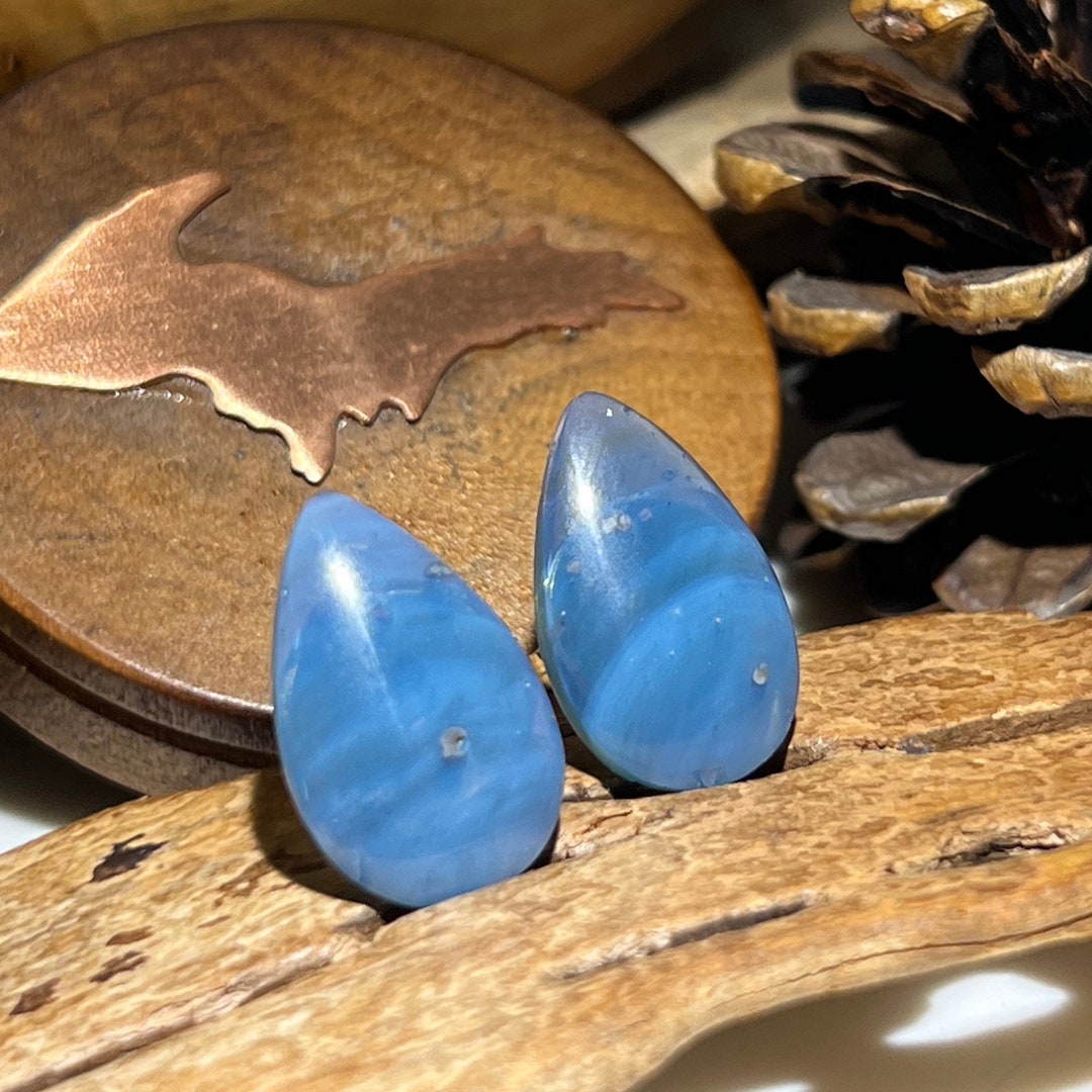 Pioneer Blue Stud Sterling Silver Post Earrings - Etsy