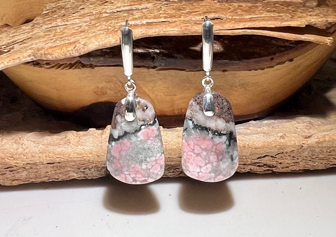 Datolite, Epidote With Copper Specks Sterling Silver Lever Back ...