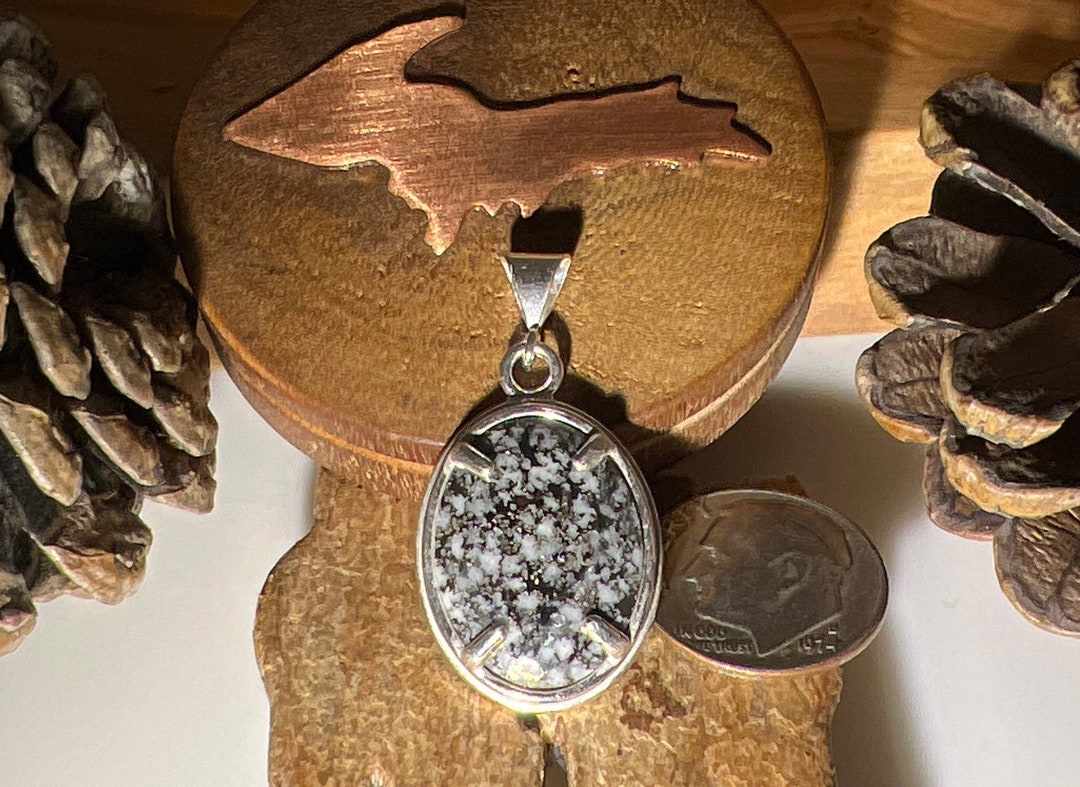 Snowflake Mohawkite Pendant With Sterling Silver - Etsy