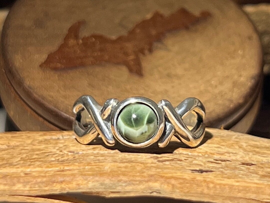 Michigan Greenstone Ring Beautiful Sterling Silver Size 7 ...