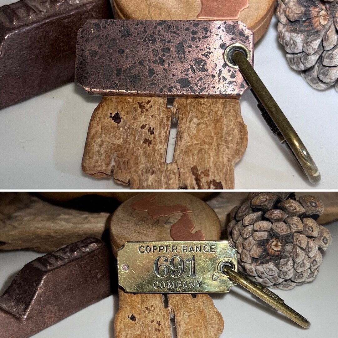 Vintage Copper Firebrick & White Pine Copper Mine Tool Tag Keychain - Etsy