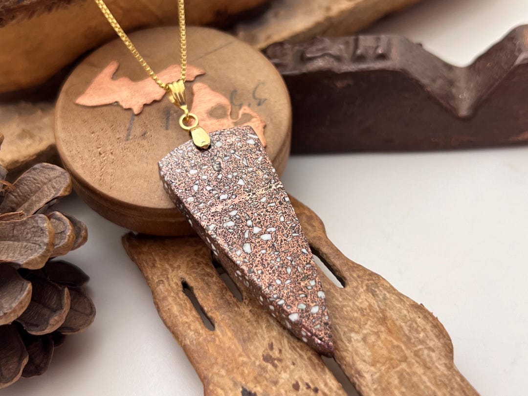 Copper Firebrick From Upper Michigan Pendant Necklace With Copper Seam ...