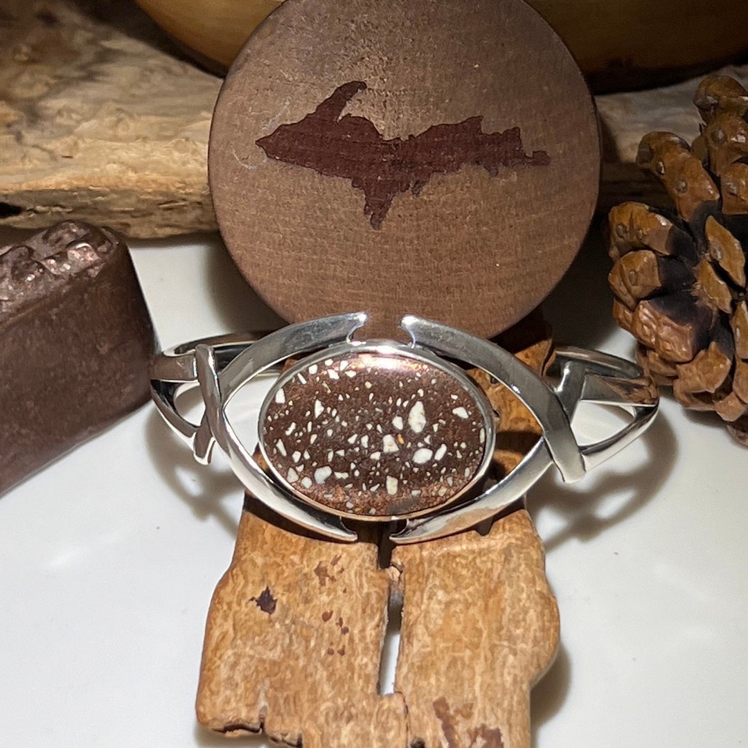 Copper Firebrick in Sterling Silver Cuff Bracelet - Etsy