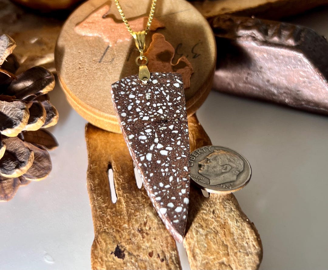 Copper Firebrick From Upper Michigan Pendant Necklace With Copper Seam ...