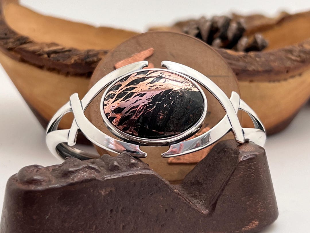 Keweenaw Copper Shale Set in Sterling Silver Cuff Bracelet extremely ...