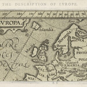 1603 Map of Europe With Prussia and Gallia Antique World Map Vintage ...