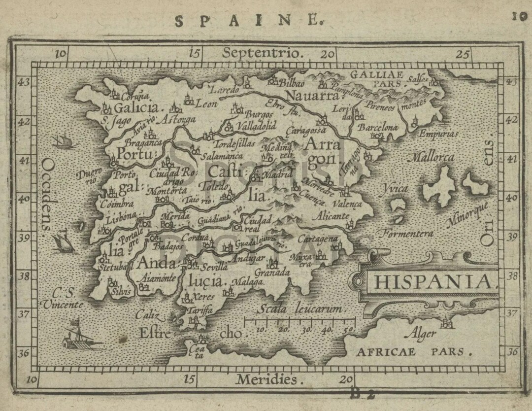 Anitque Map of Spain Set of 3, Printable Download, Old School Cool Maps ...