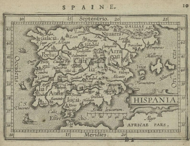 Anitque Map of Spain Set of 3, Printable Download, Old School Cool Maps ...