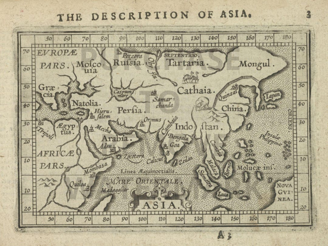 1603 Map of Asia Old World Map Abraham Ortelius Theatre of the World ...