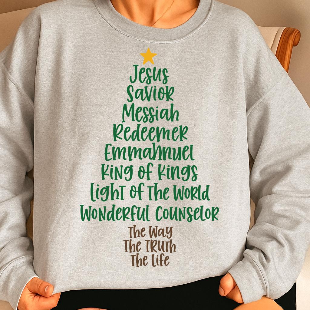 Jesus Savior Messiah SVG : Christian Christmas Tree Names of Jesus ...