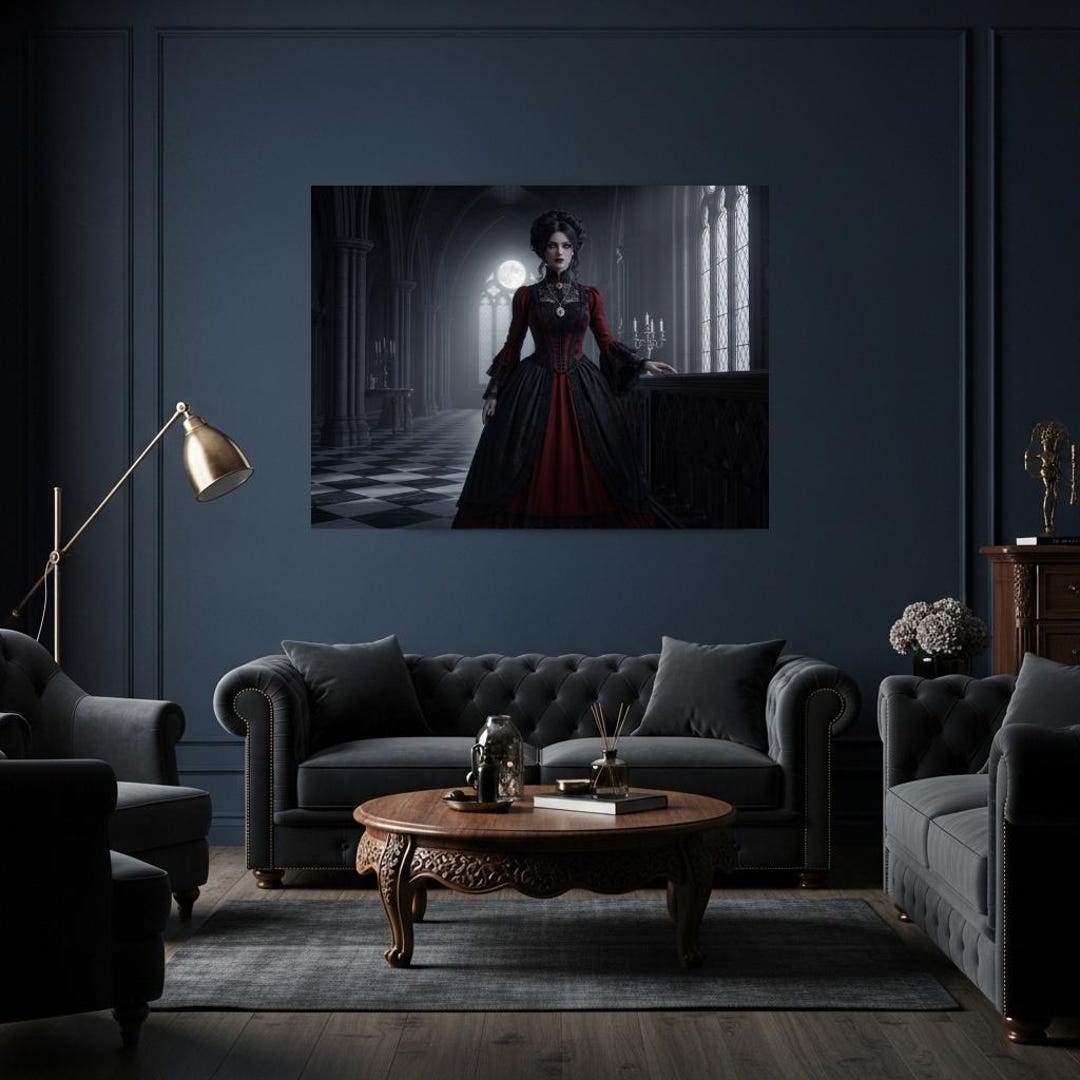 Gothic Vampire Elegance Art Poster: Dark Fantasy Halloween Decor - Etsy