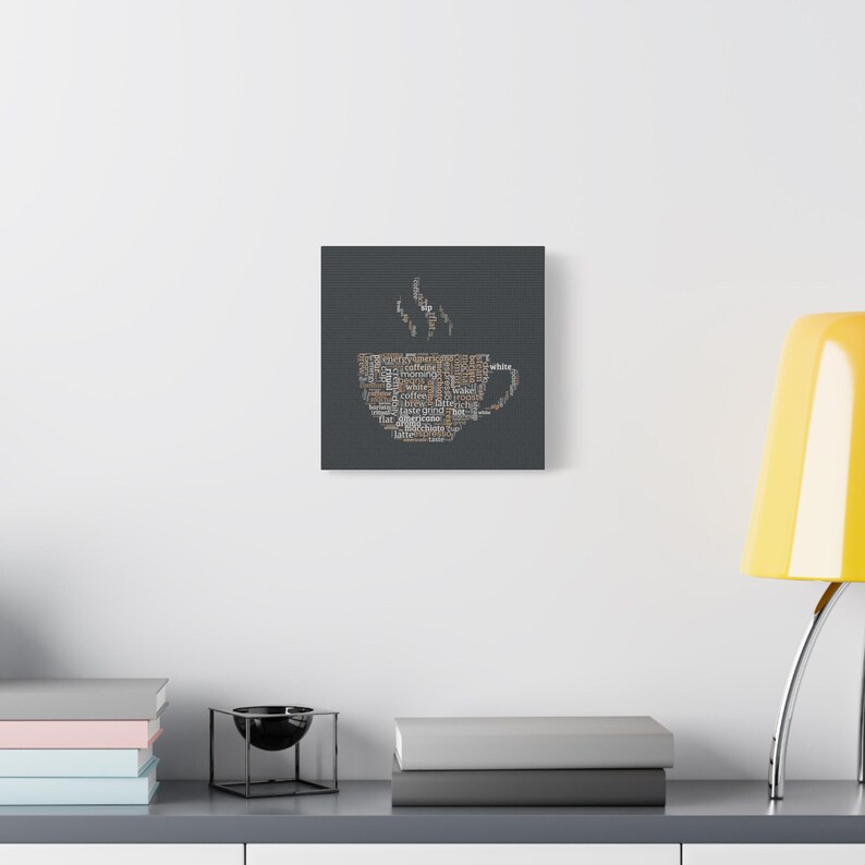 Coffee Cup Word Art Canvas: Coffee Lover Gift, Kitchen Decor - Etsy